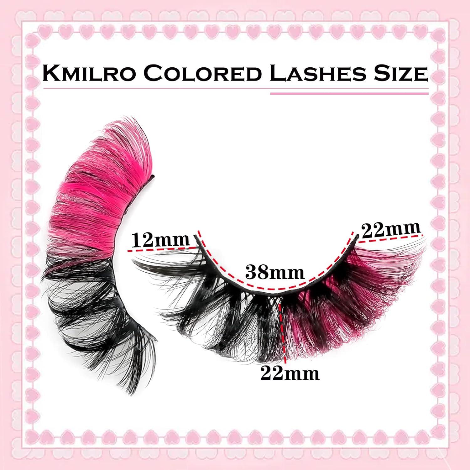 Kmilro Pink Fluffy Lashes - 5 Pairs D Curl 22mm Russian Strip Lashes ...