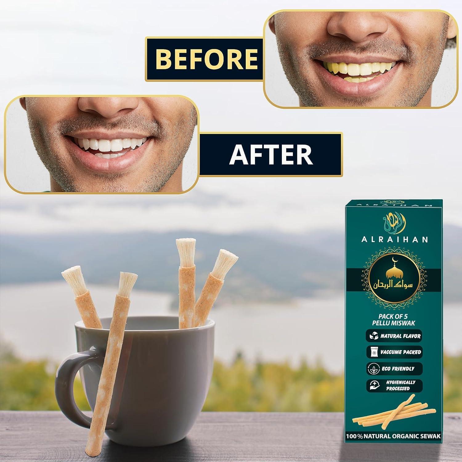 Al Raihan 5 Pcs Miswak Sticks with Holder for Cleaning Teeth - Vacuum ...