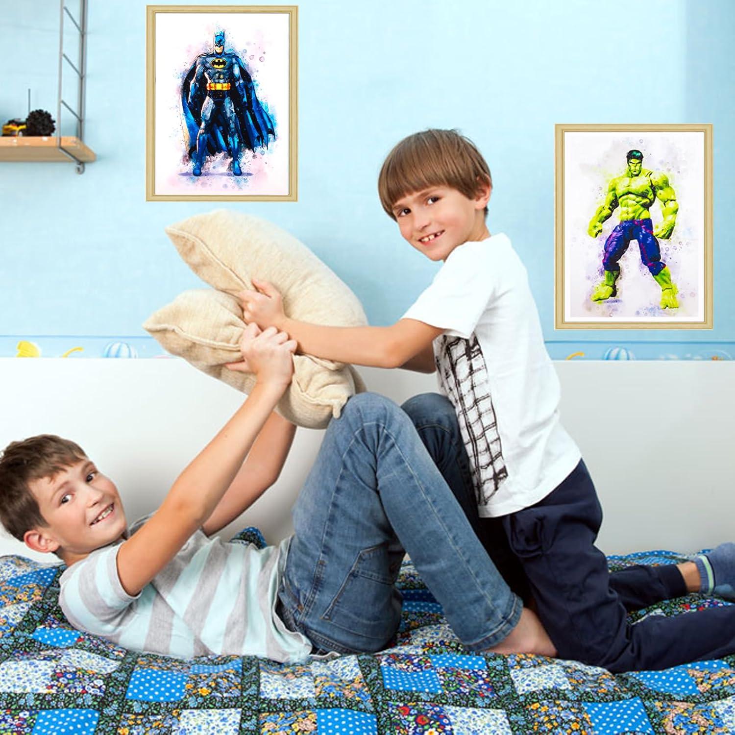 Yumcute Superheroes Watercolor Art Posters - 8-Piece Avengers Wall ...