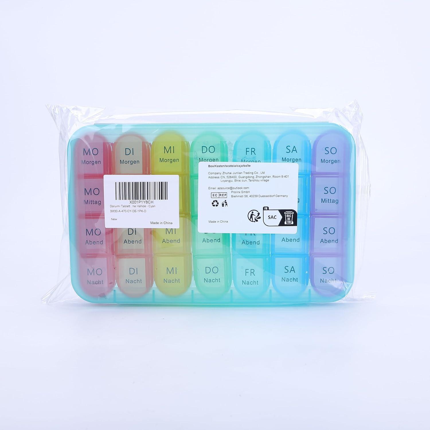 Doruimi 7-Day Pill Box for Medication - Large Compartments Easy Open ...