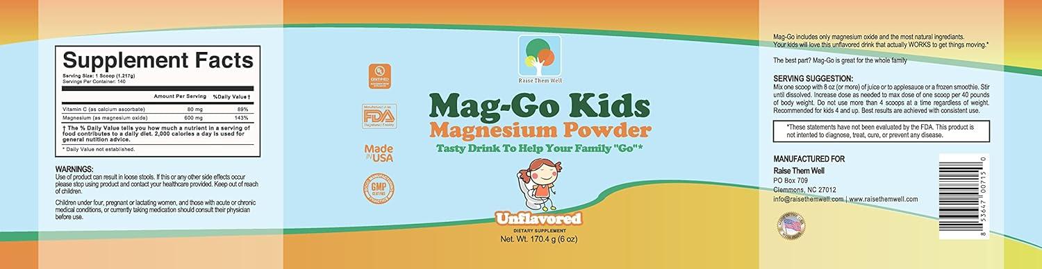 Kids Constipation Relief | Unflavored Magnesium | Safe for Kids | 90 ...