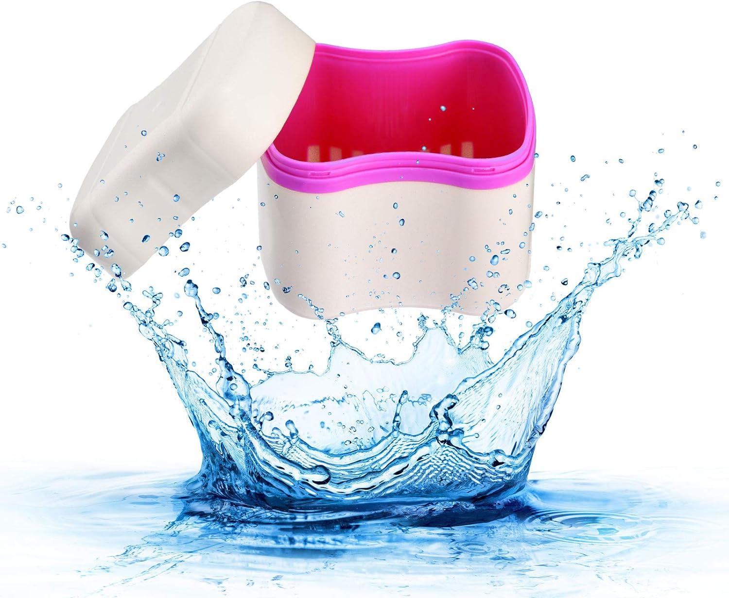 Denture Bath Case with Denture Cleaner Brush Denture Toothbrush Denture ...