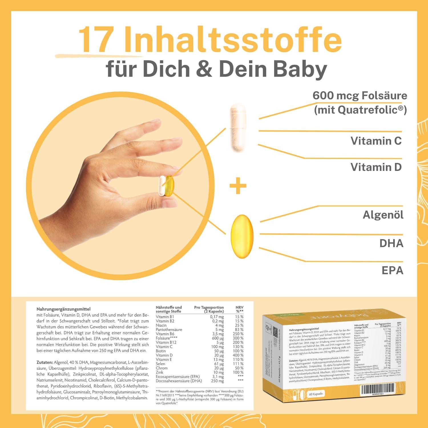 Buy Baby Forte Folic Acid + Omega-3 Vegan | 17 Pregnancy Vitamins ...