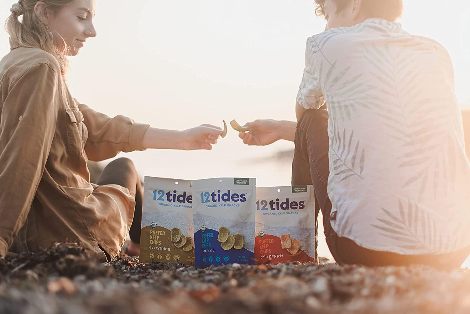 12 Tides Organic Puffed Kelp Chips - Plant Based Seaweed Chips | Non ...