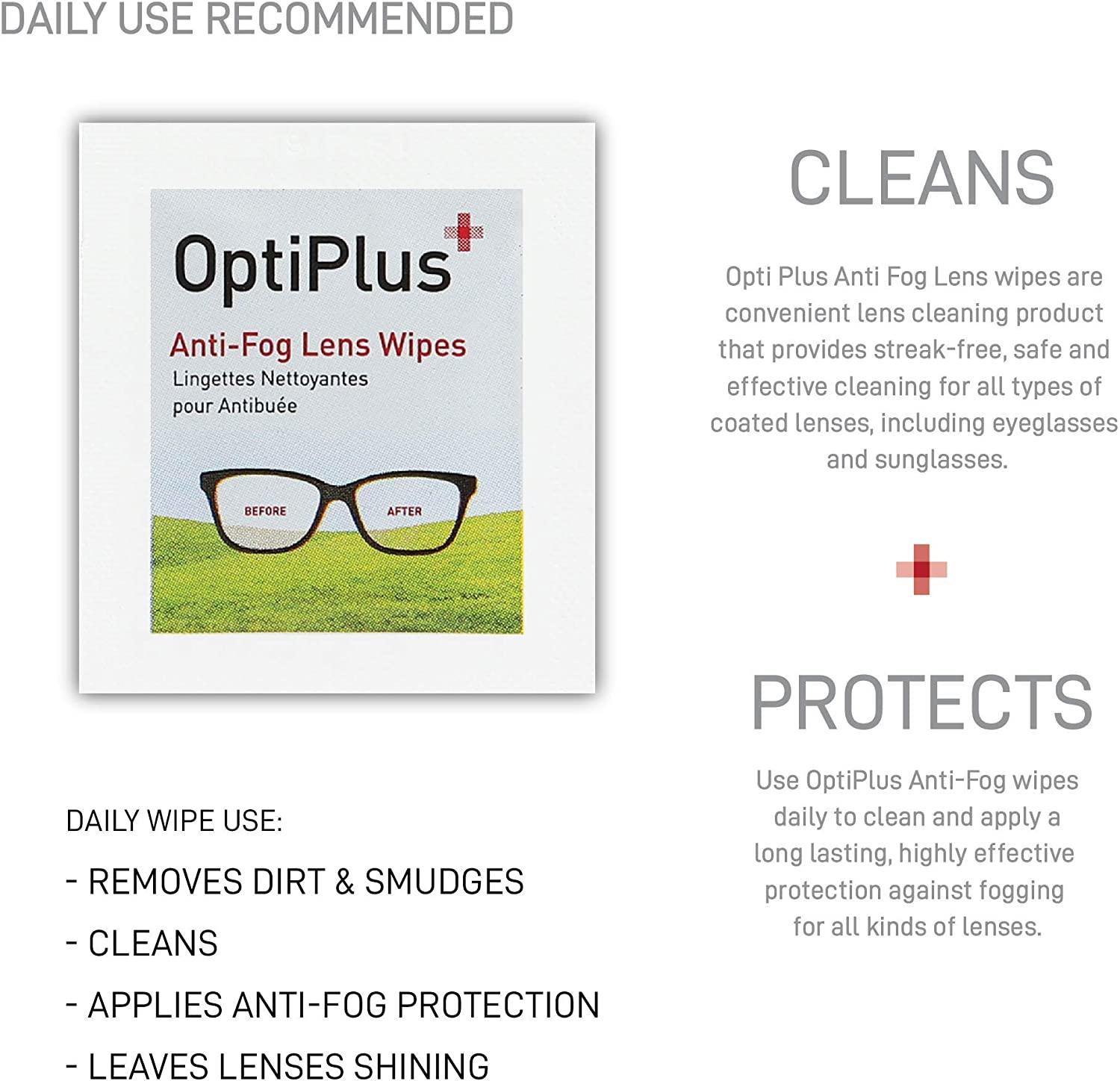 OptiPlus Anti Fog Lens Wipes 100 Count - Pack of 1 | Fog-Free Cleaning ...