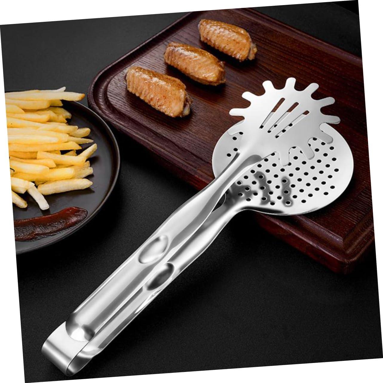 Buy Minkissy 1pc Stainless Steel Grill Tongs for Perfectly Fried Fish ...