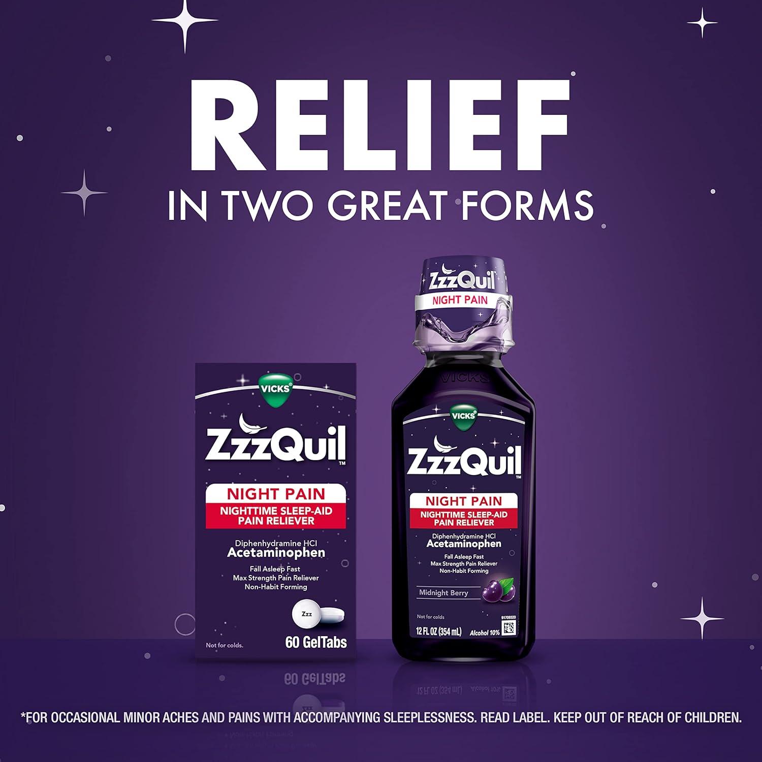 ZzzQuil Night Pain GelTabs - Diphenhydramine HCl & Acetaminophen Pain ...