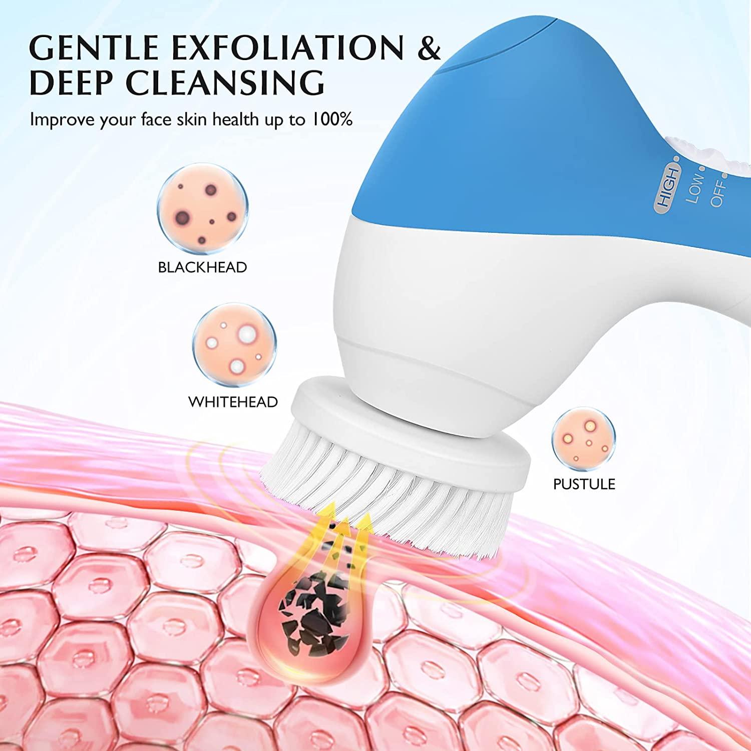 Electric Facial Cleansing Brush - Waterproof Exfoliating Spin Cleanser ...
