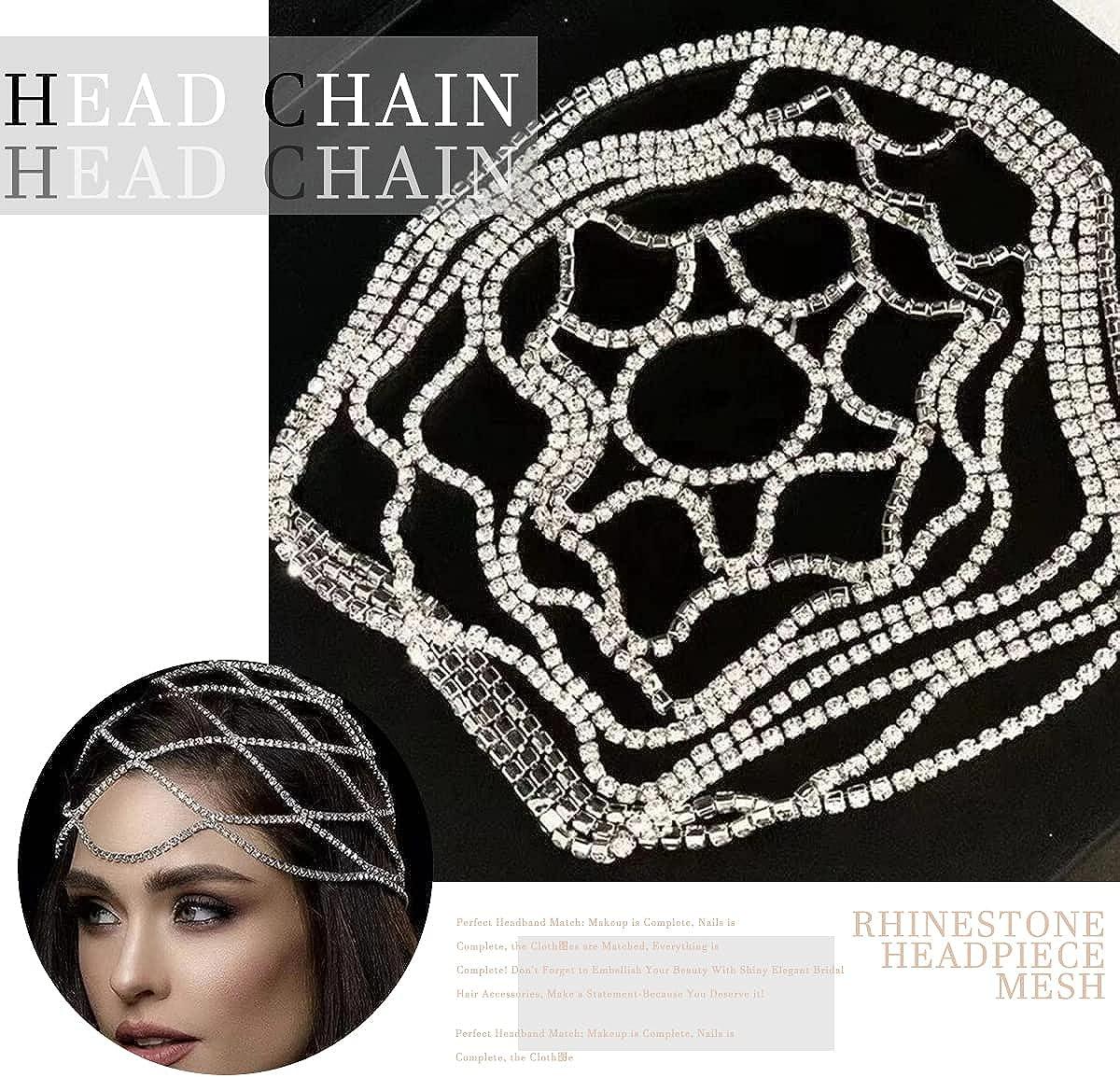 StoneFans Silver Rhinestone Mesh Headpiece Cap | Roaring 20s Crystal ...