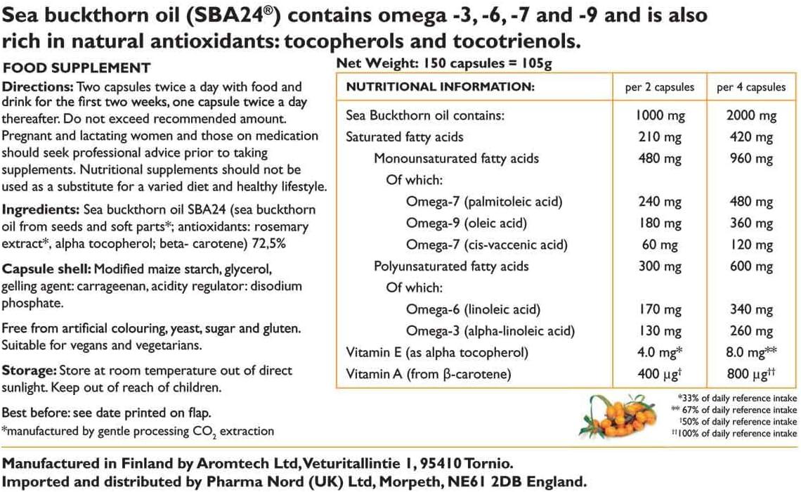 Omega 7 Sea Buckthorn Oil Capsules - 150 Count (Pack of 1) | Buy Now ...