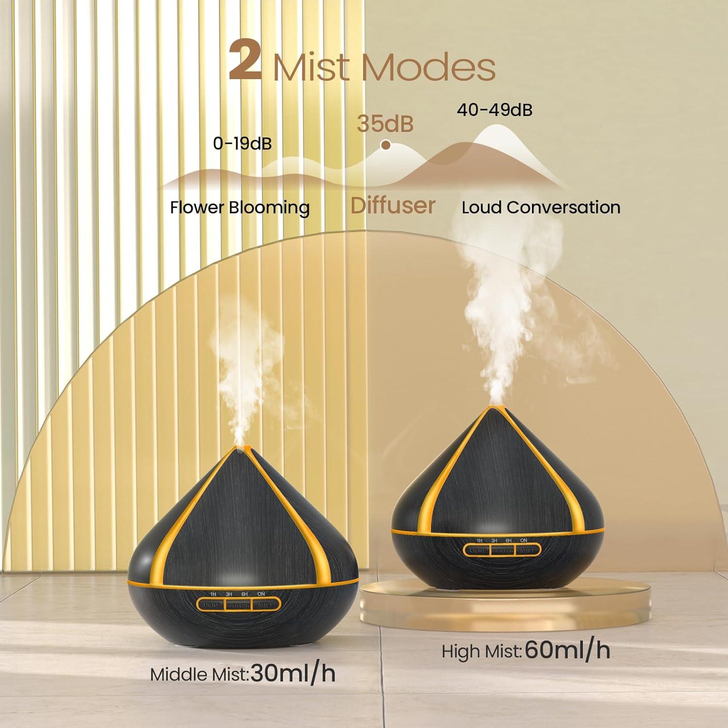 500ml Essential Oil Diffuser Set with 8 Oils, Remote Control, Timer ...