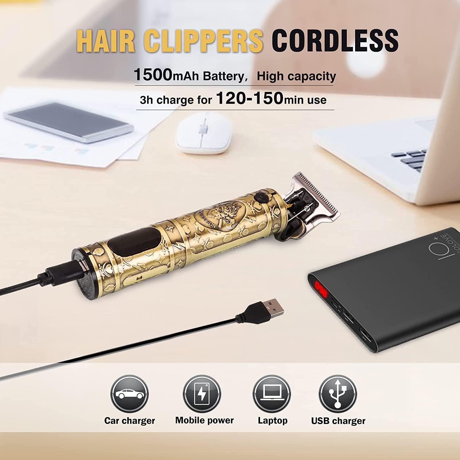 Professional Zero Gap Hair Clippers for Men - Cordless Rechargeable ...