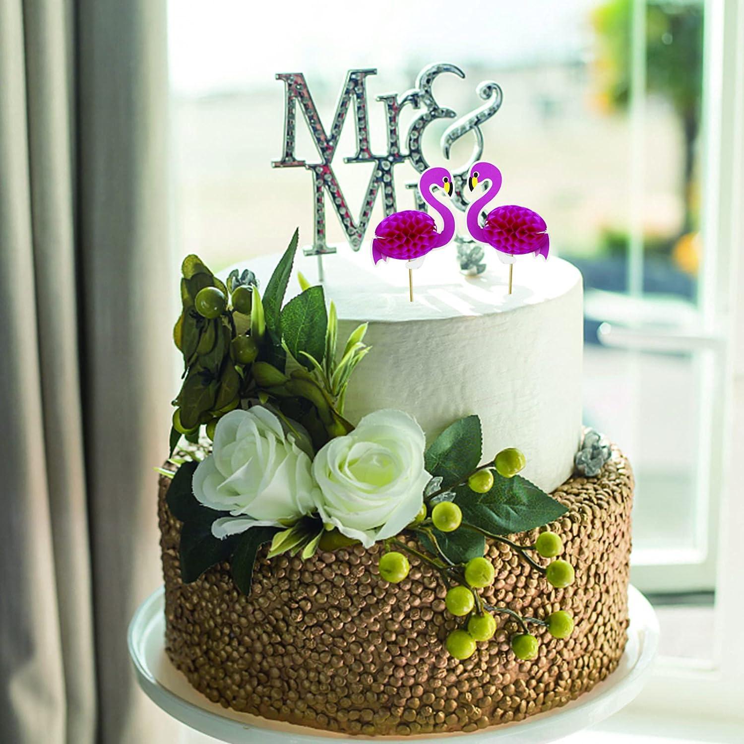 60 Pieces Tropical Cupcake Toppers 3D Flamingo and Pineapple Cupcake ...