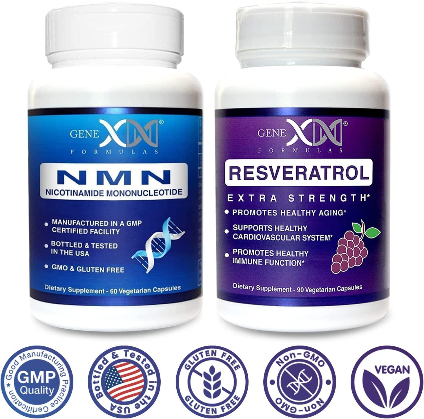 GENEX NMN and Resveratrol Dynamic Duo Supplements | 250mg NMN + 1500mg Resveratrol w/ BioPerine ...