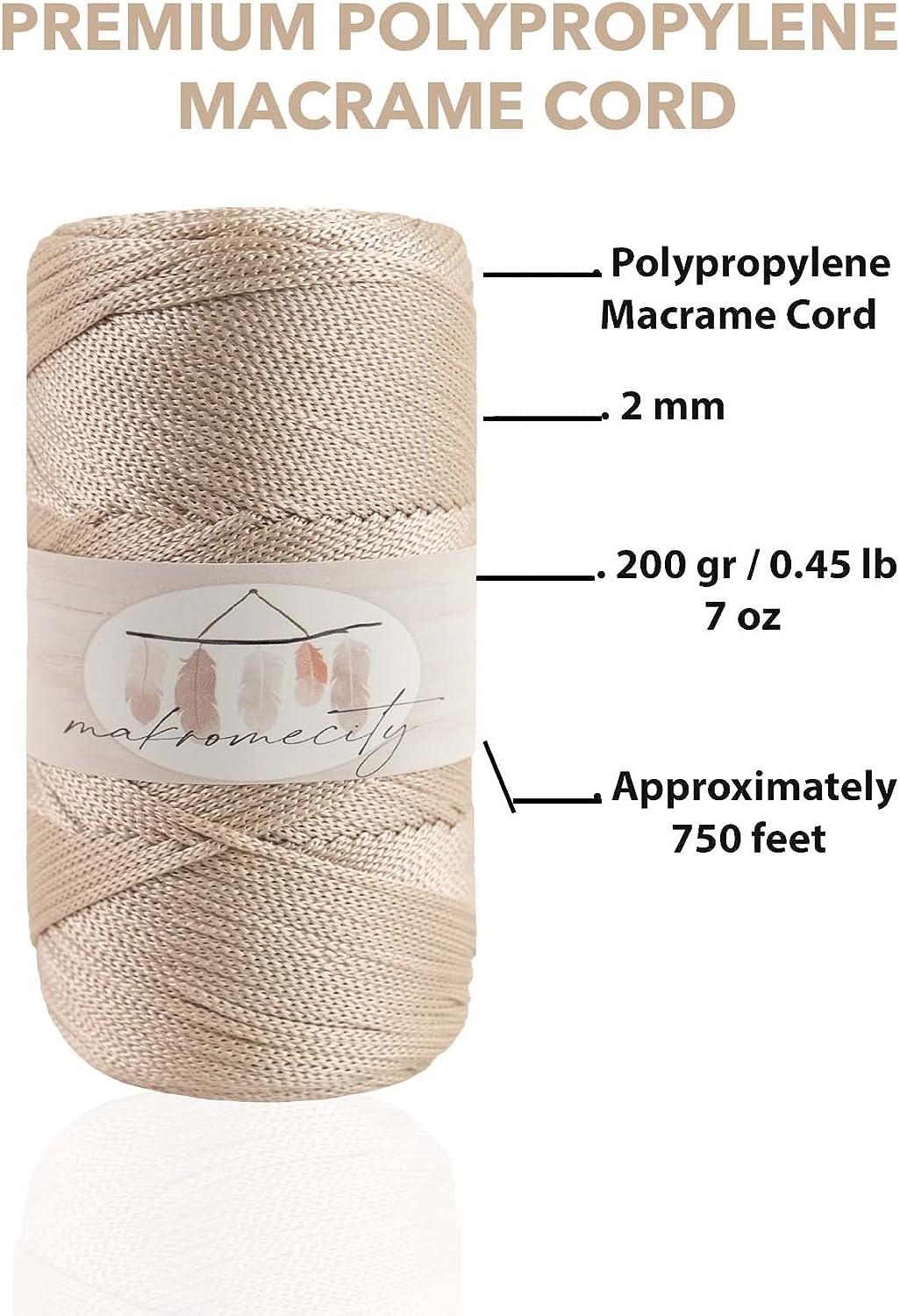 2mm x 250 yards Polypropylene Macrame Cord for Crafts - Latte Macrame Cord for Bags, Wall ...