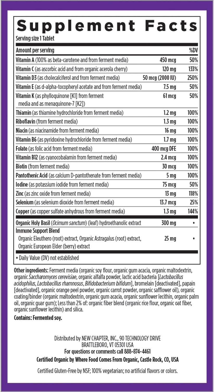 New Chapter One Daily Multivitamin + Immunity | Enhanced Immune Support ...