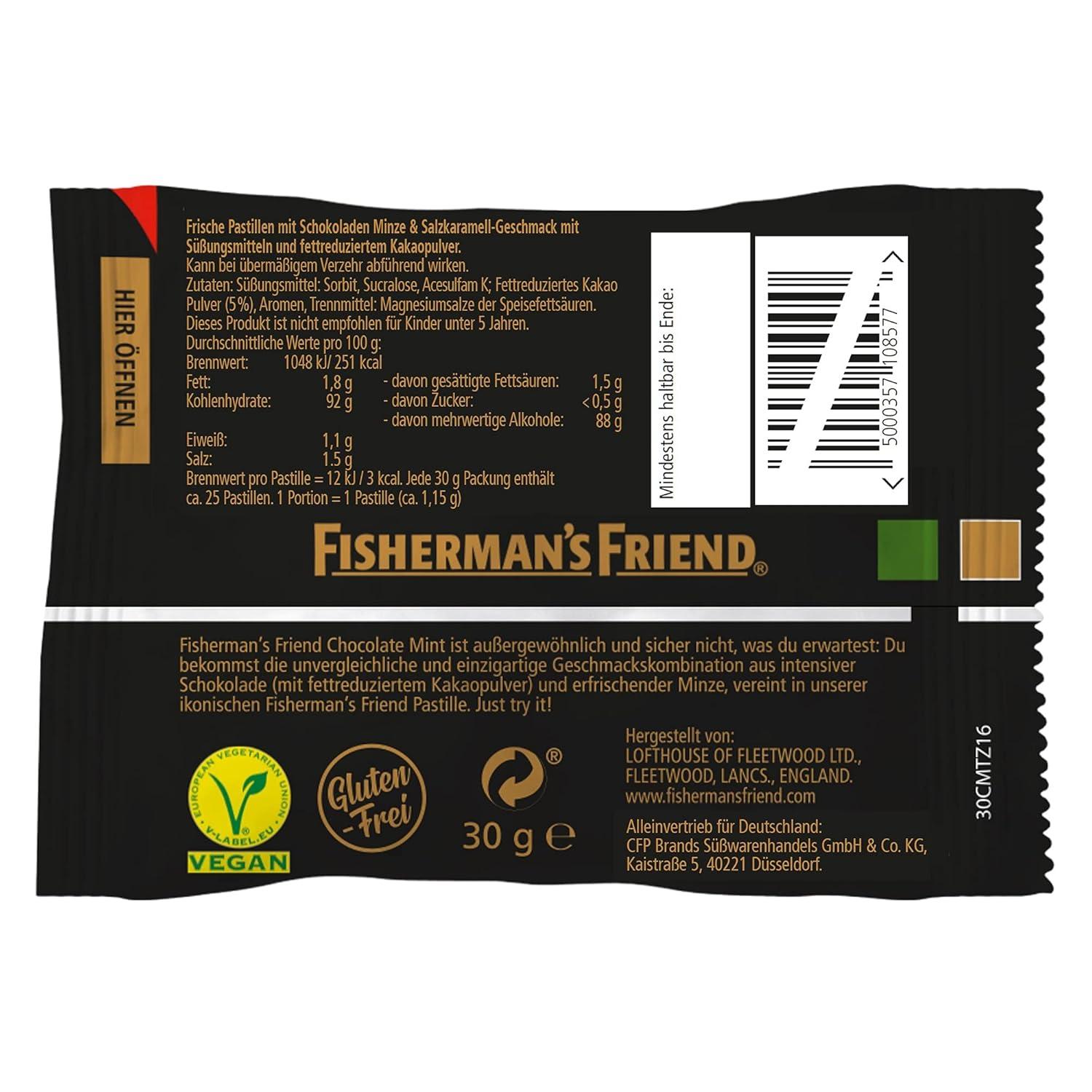 Fisherman's Friend Chocolate Mint Salted Caramel Pastilles - Sugar-Free ...