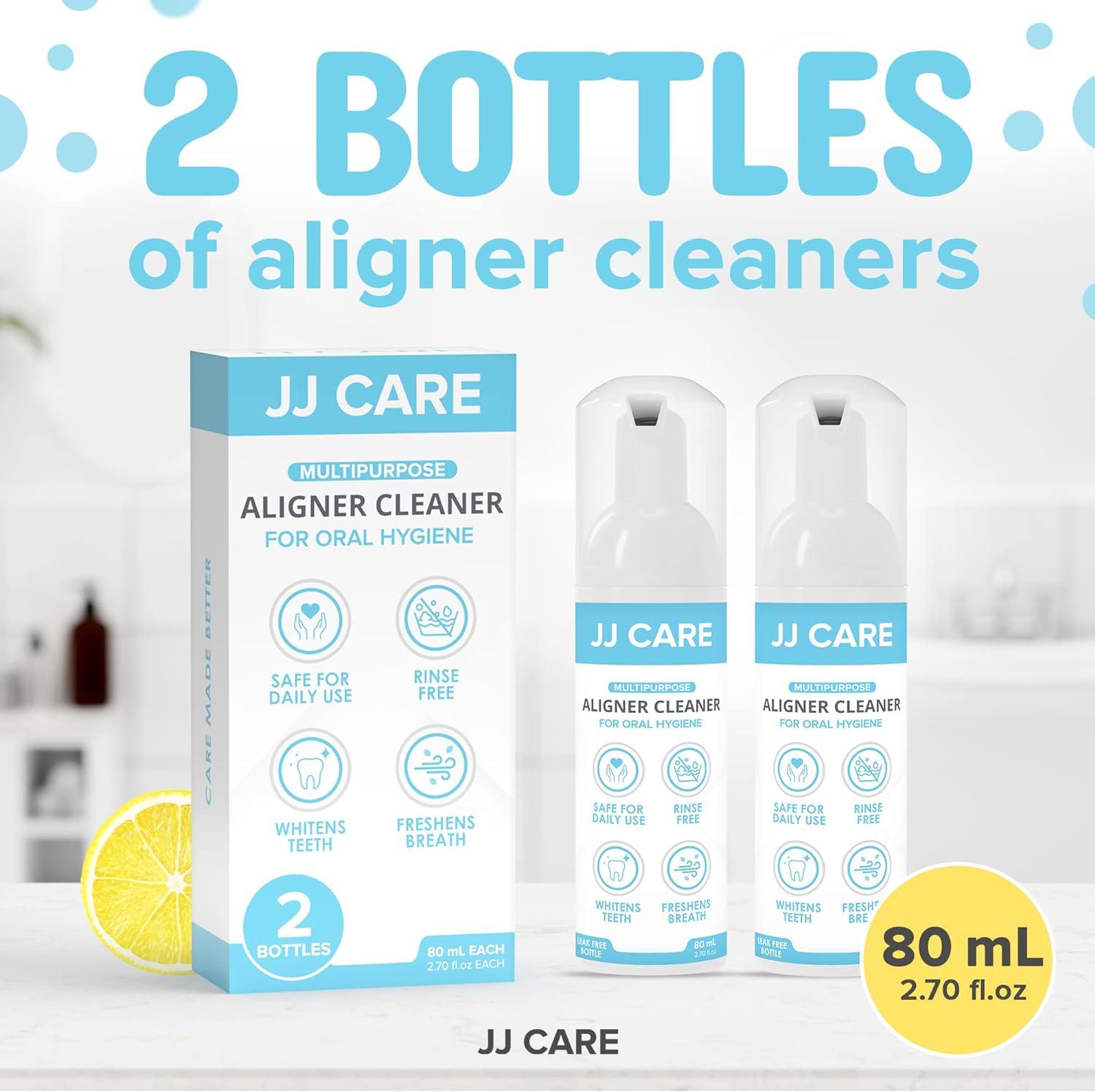 JJ CARE Aligner Cleaner Pack of 2 - 80ml Lemon-Flavored Invisalign ...