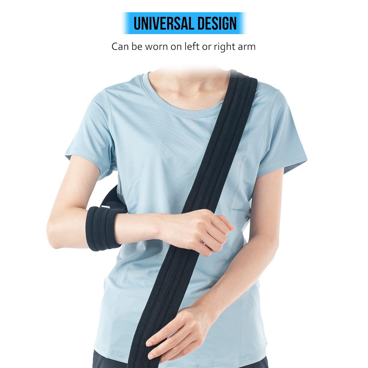 Adjustable Arm Sling Neck Support - Collar & Cuff Brace | Large Black ...