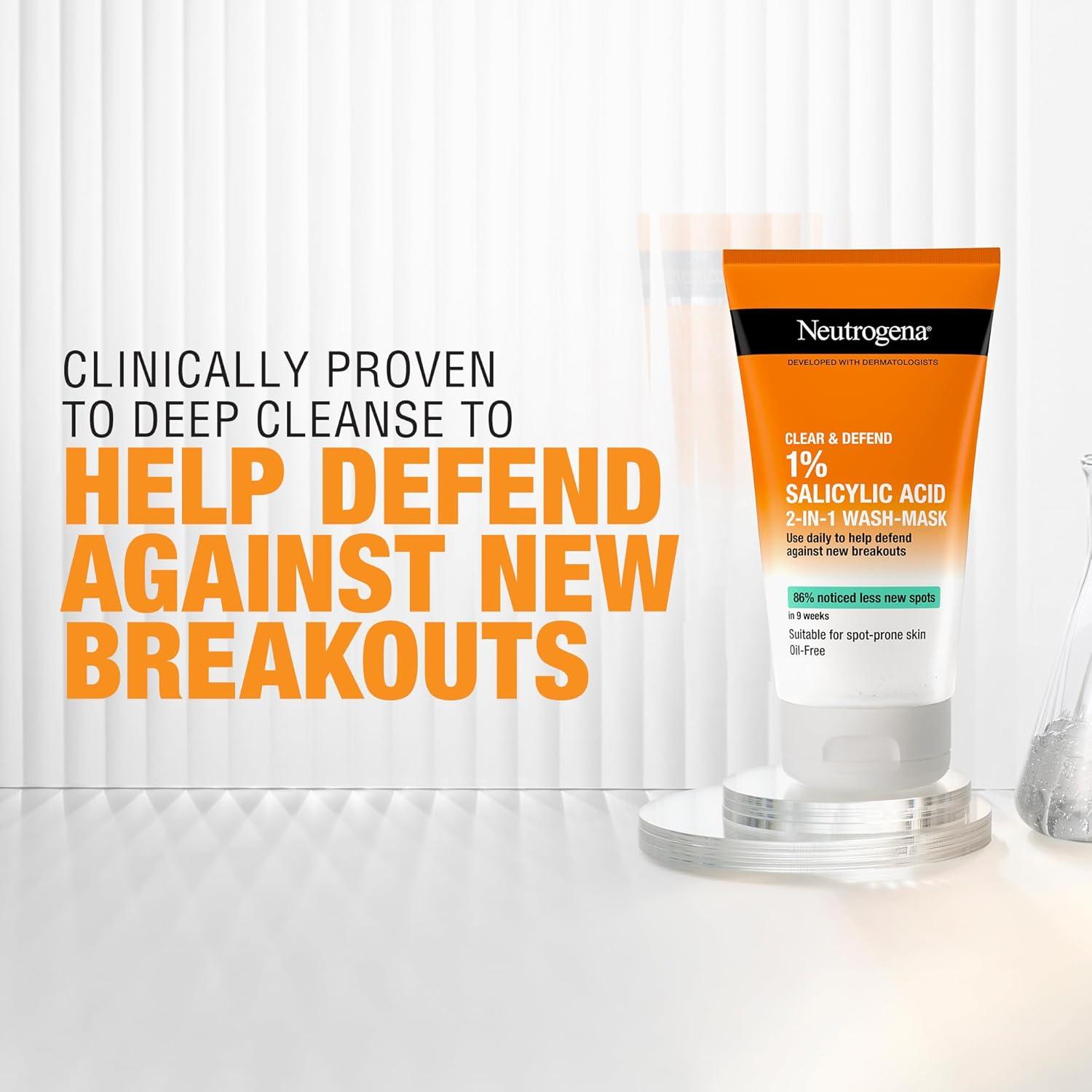 Neutrogena Clear & Defend 2 in 1 Wash-Mask (1x 150ml) Purifying Face ...