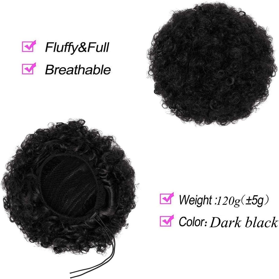 X-Large Afro Puff Kinky Curly Drawstring Ponytail Bun Synthetic Hair - African American Updo ...