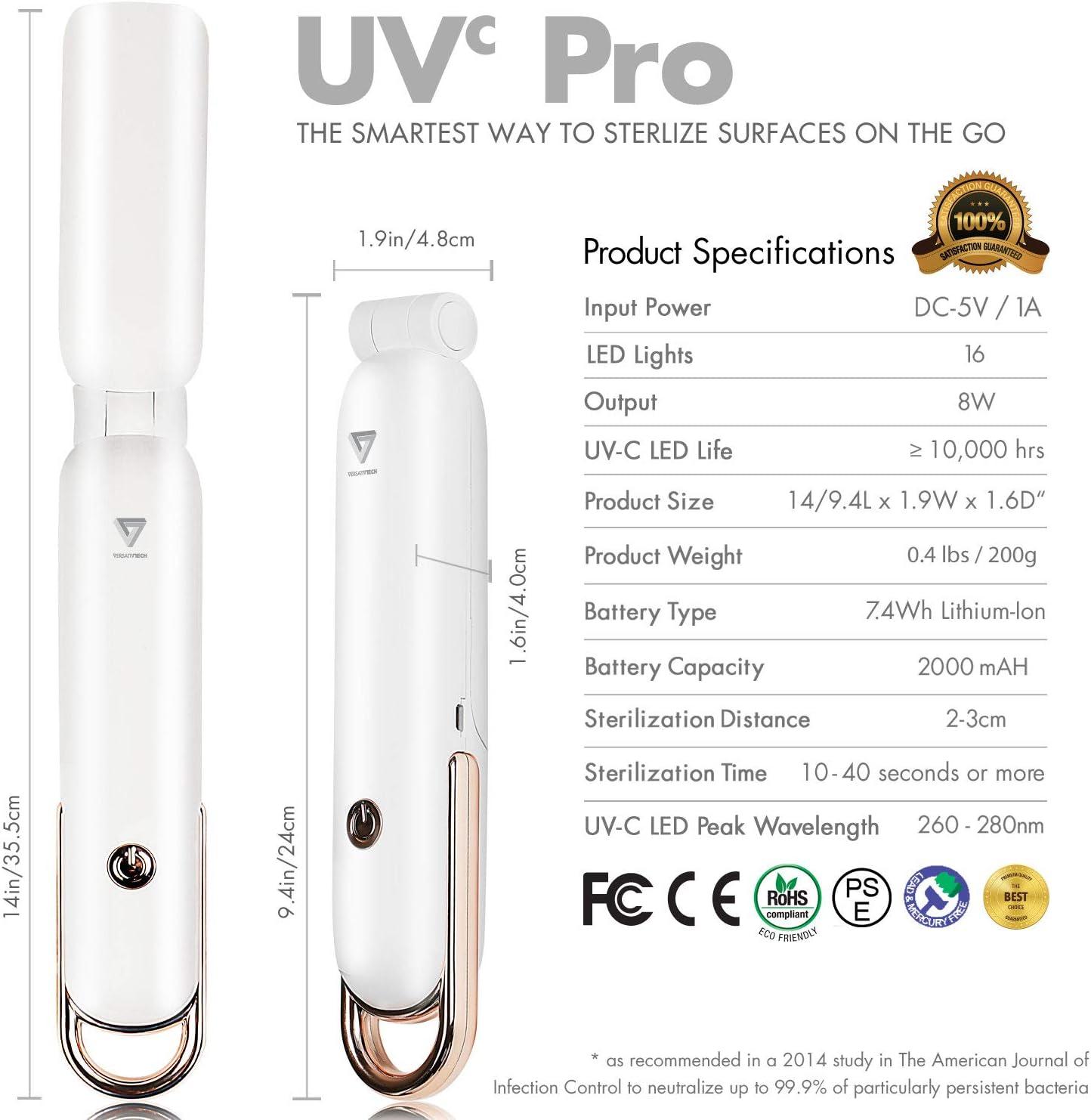 Versativ UV-C Sanitizing Wand: Portable Folding UVC Light for 99% Germs ...