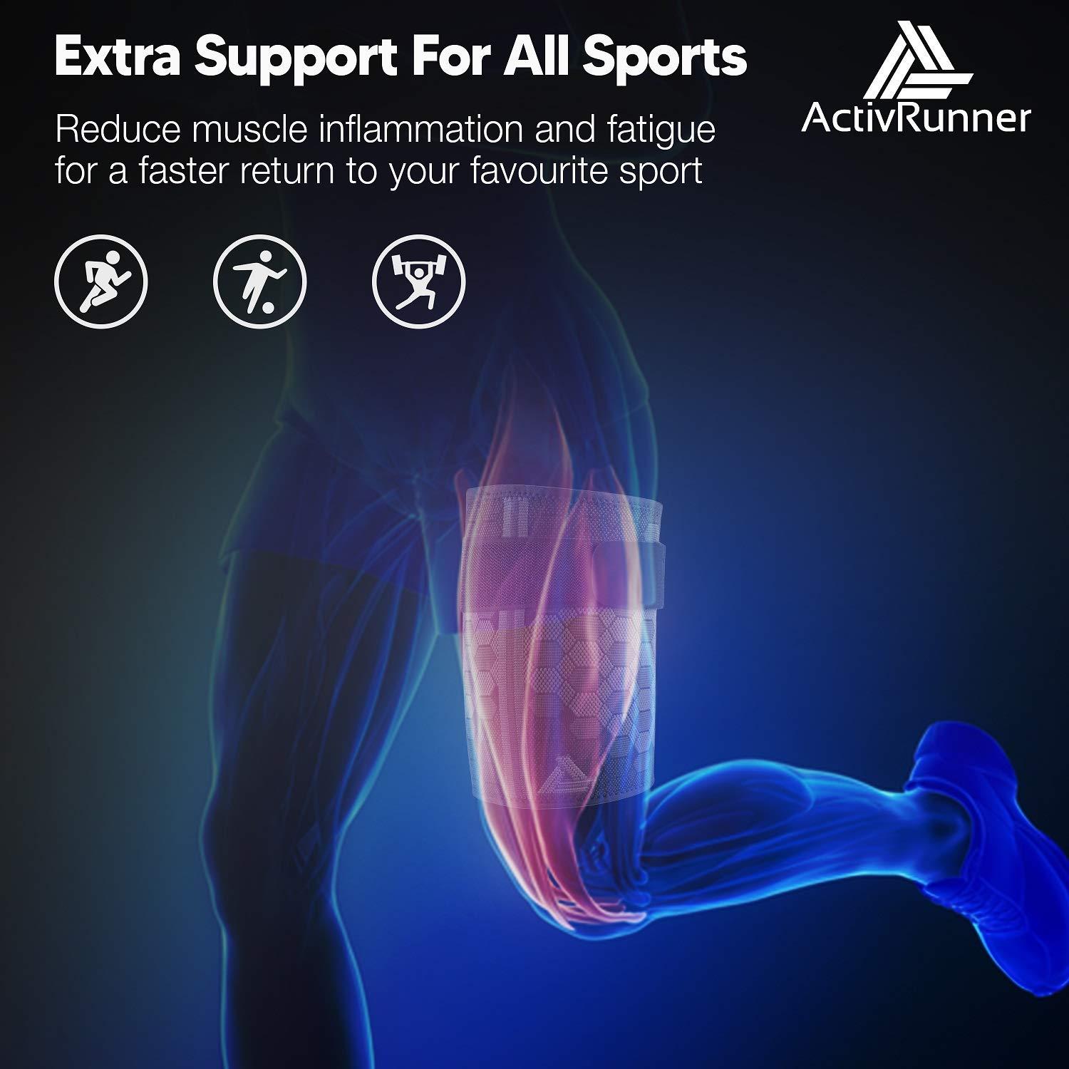 ActivRunner Thigh Compression Support Sleeve (2 Pack) - Adjustable Non ...