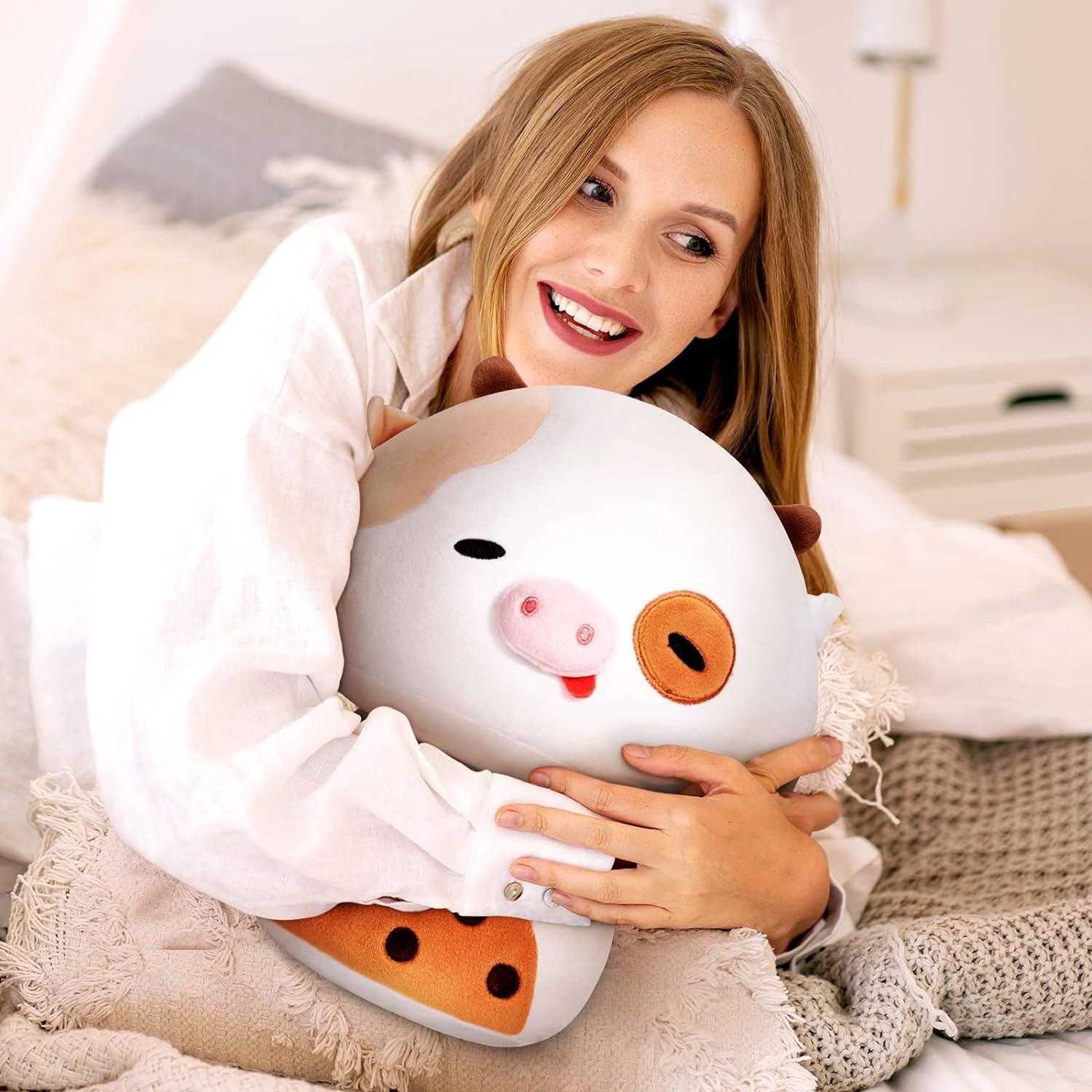 Mewaii 14'' Cow Mushroom Plushie Toy - Cuddly Milk Tea Cow Stuffed ...