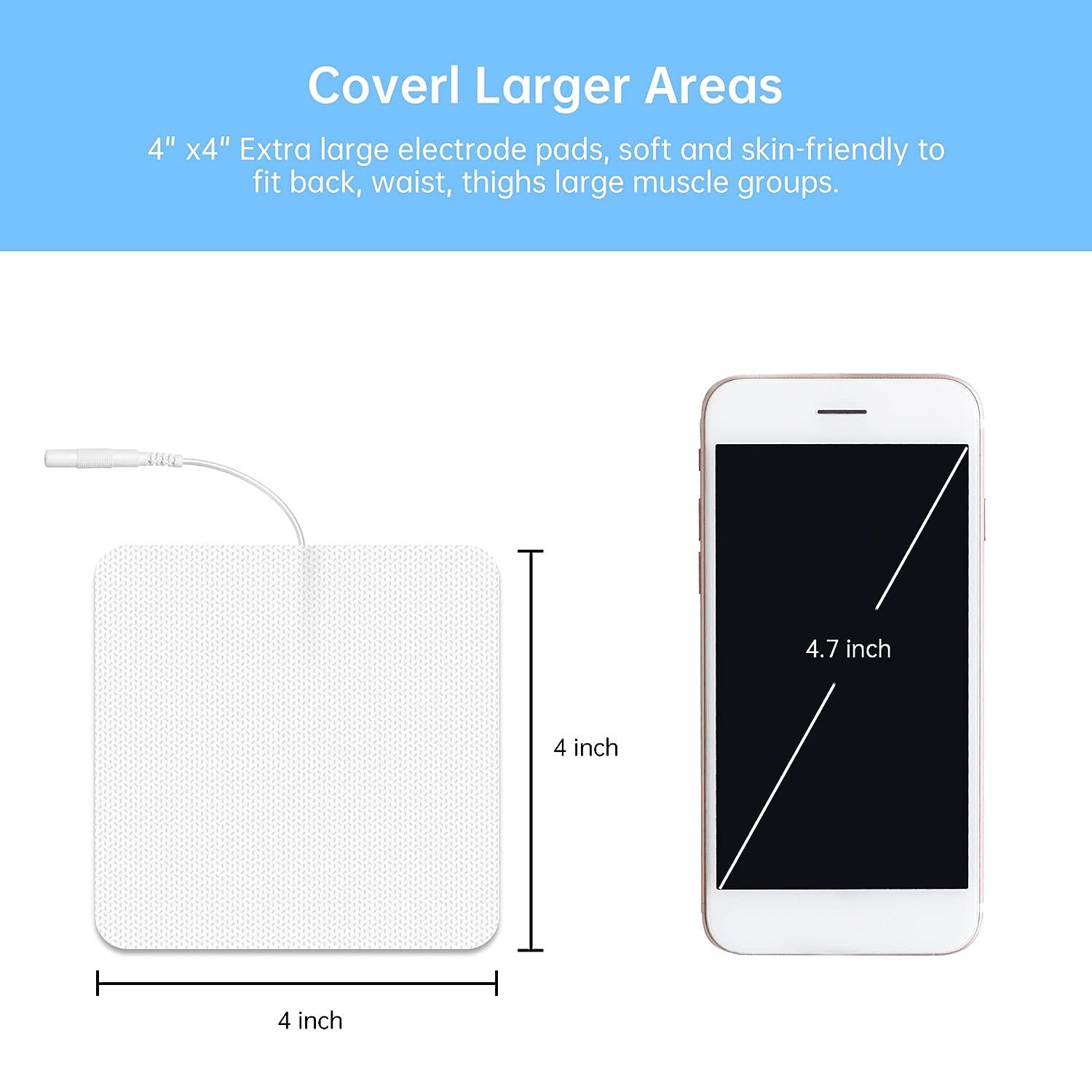 12 Pack 4'' x 4'' XL TENS Unit Replacement Pads with Holder ...