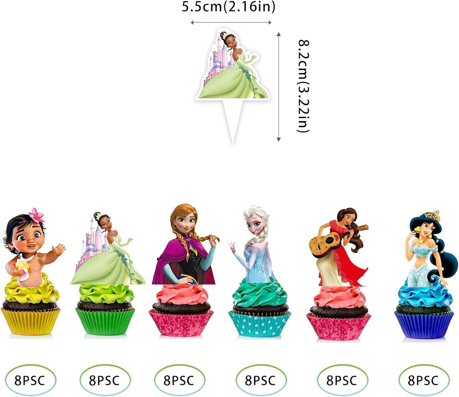 48Pcs Princess Party Cupcake Toppers Princess Birthday Party Supplies ...