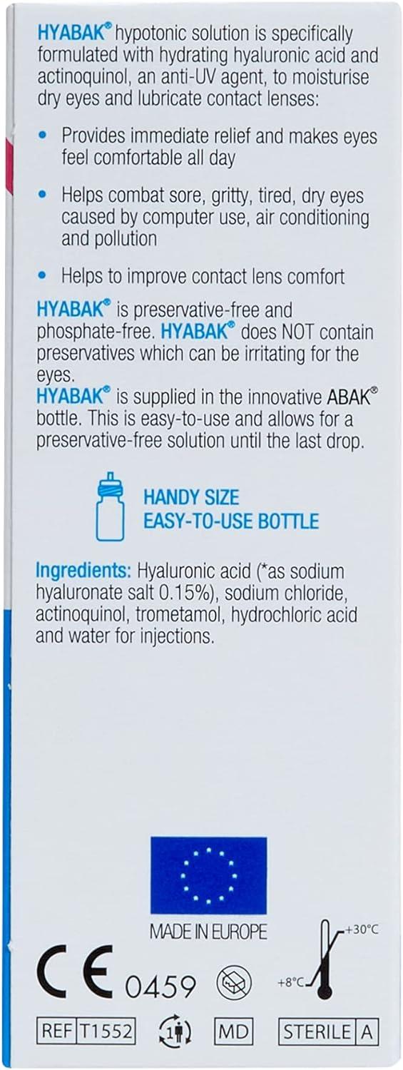 Hyabak (10ml) | Moisturising and Lubricating Solution for Dry Eyes ...