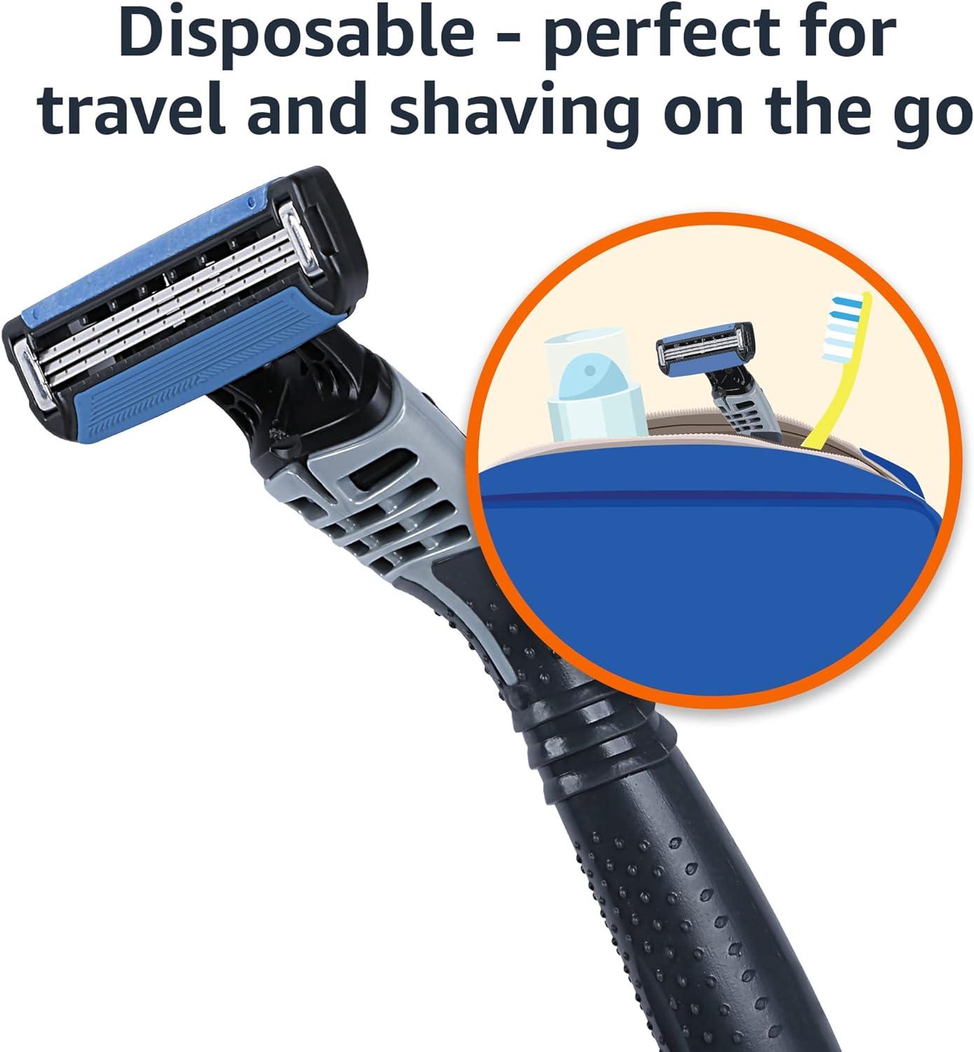 Amazon Basics Men's 3-Blade Disposable Razors - 6 Count (2 Packs of 3 ...