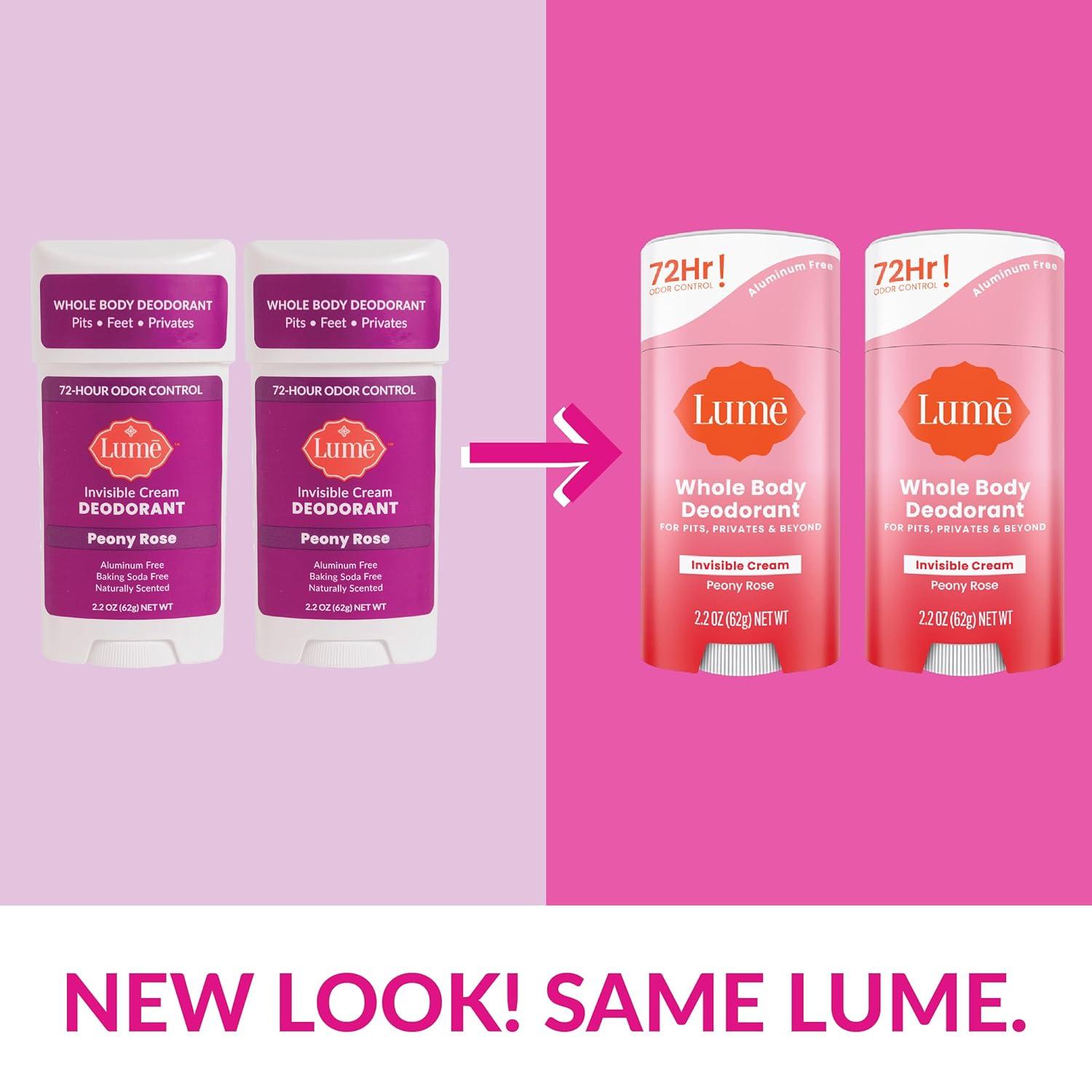 Lume Natural Deodorant Peony Rose - Aluminum-Free, Hypoallergenic Cream ...