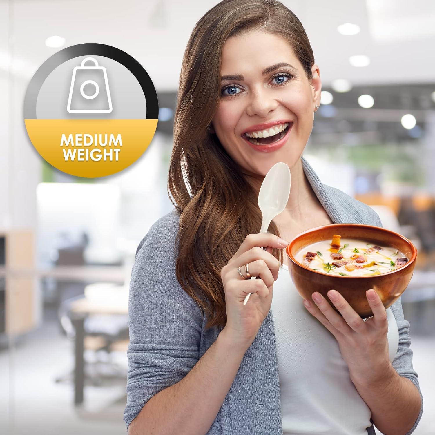 PAMI Medium Weight Disposable Plastic Teaspoons 1000-Pack - Bulk White Partyware Teaspoons for ...