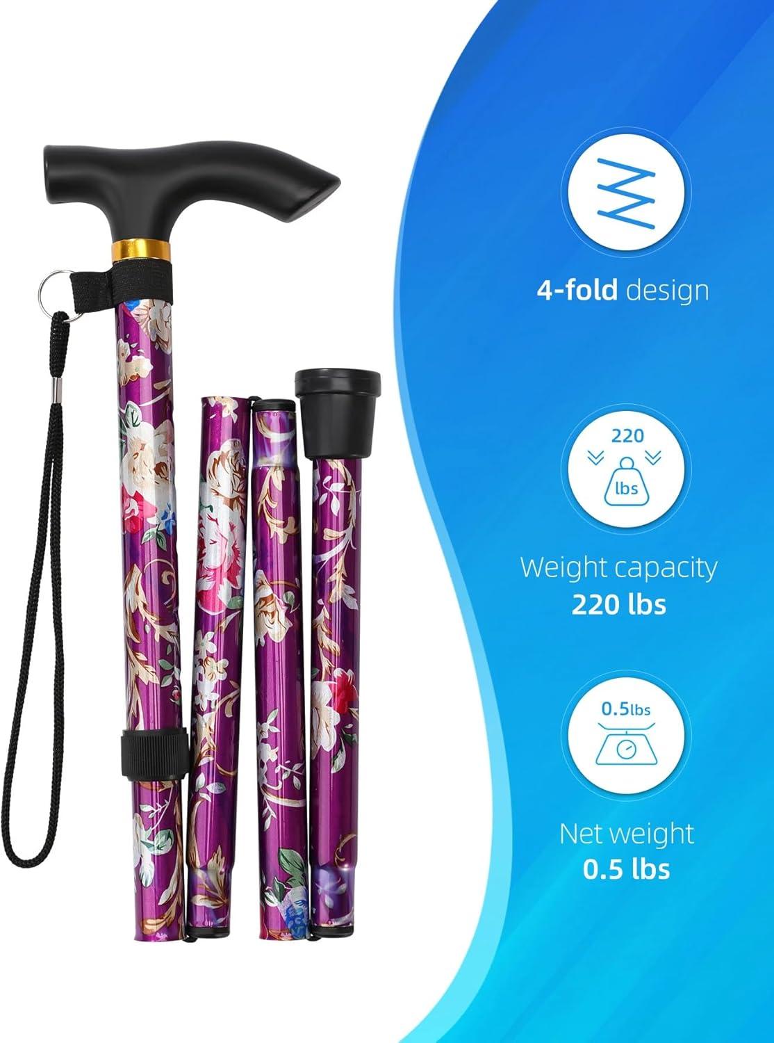 Buy Foldable Walking Sticks for Seniors - Adjustable T-Handle Walking ...