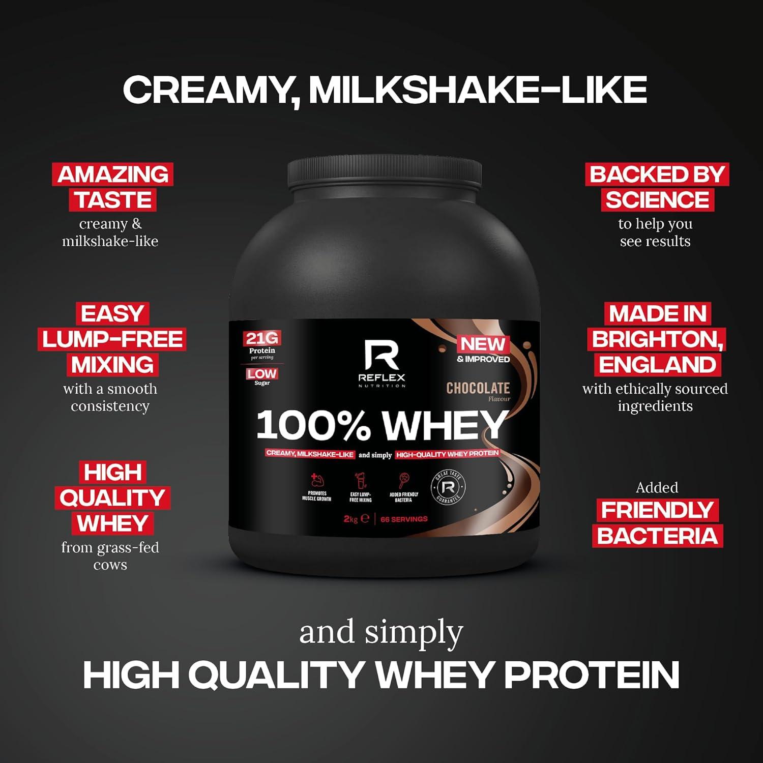 Reflex Nutrition 100% Whey Protein Powder 2kg - Chocolate Flavor | High ...