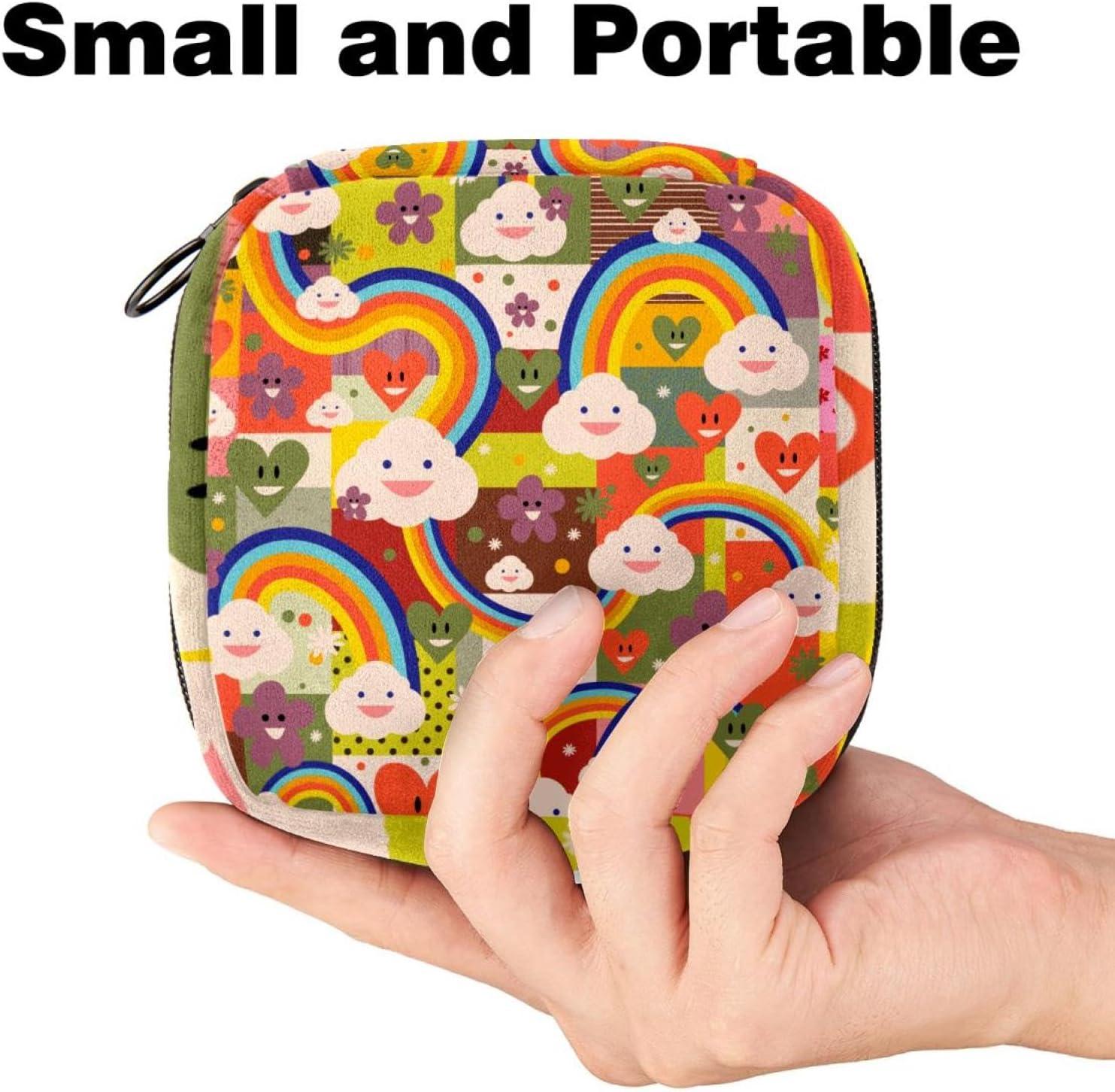 Kawaii Ladies Binding Retention Bag - Cartoon Rainbow Clouds & Hearts ...