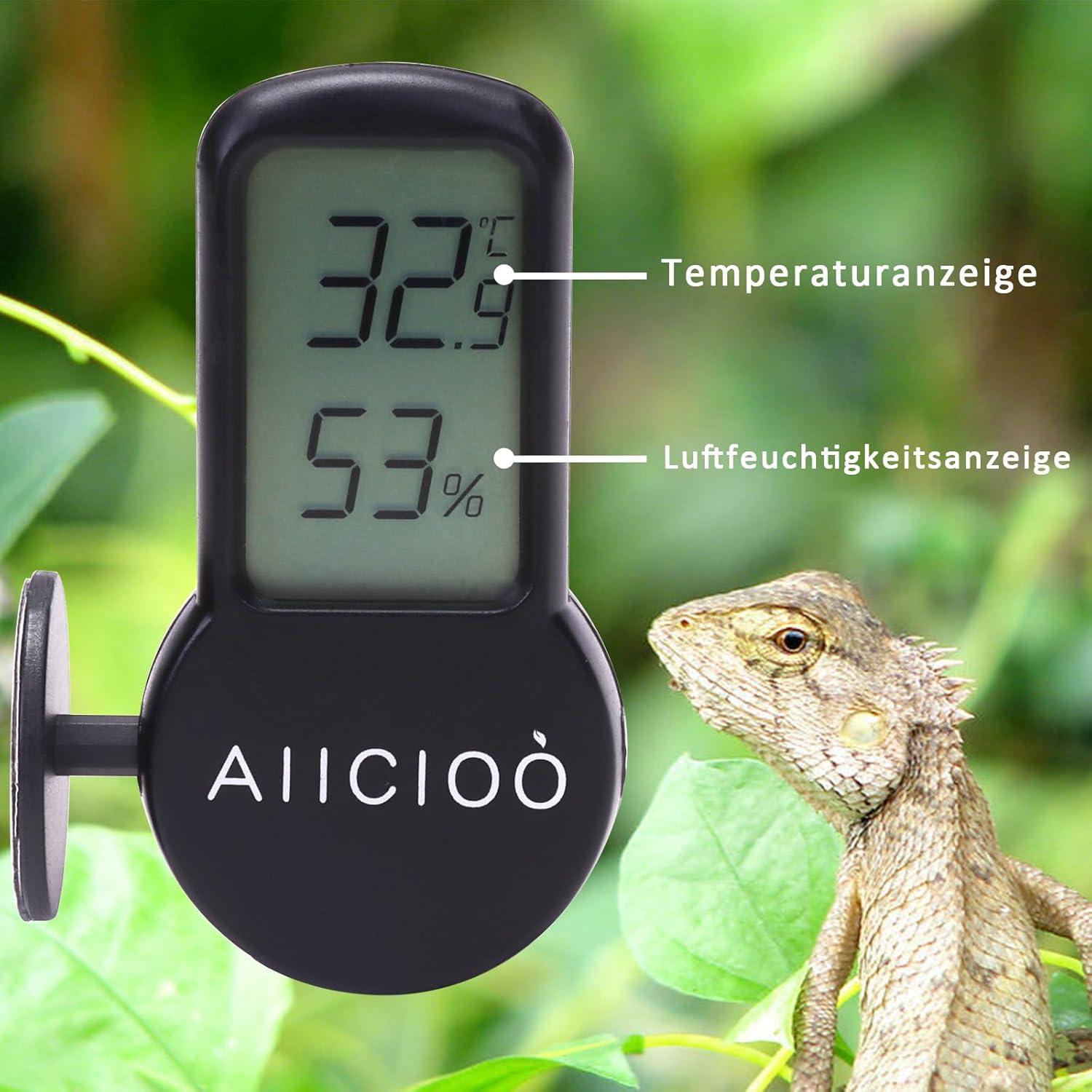 Aiicioo Terrarium Thermo-Hygrometer 2-Pack | Digital Battery-Operated ...
