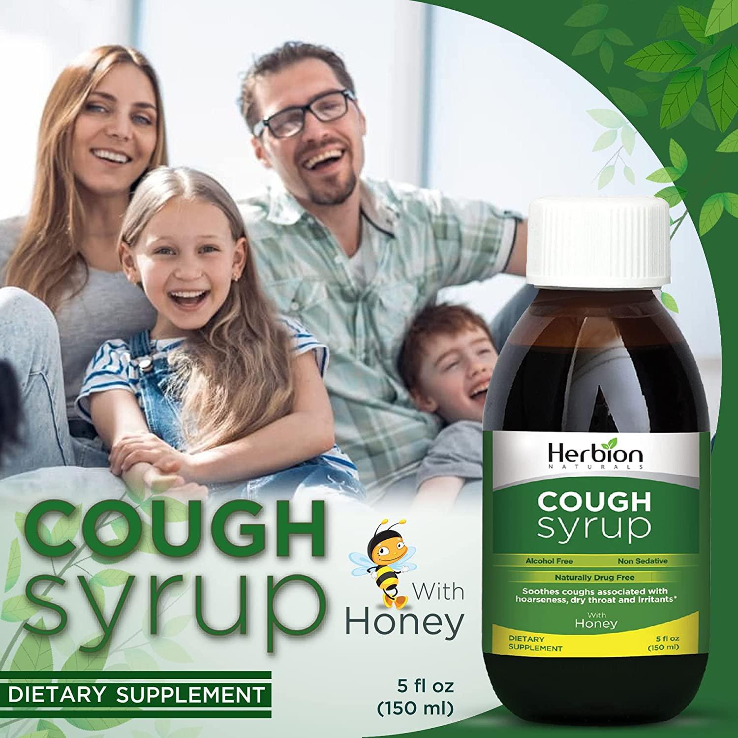 Herbion Naturals Cough Syrup with Honey - Soothing Throat Relief, 5 Fl ...
