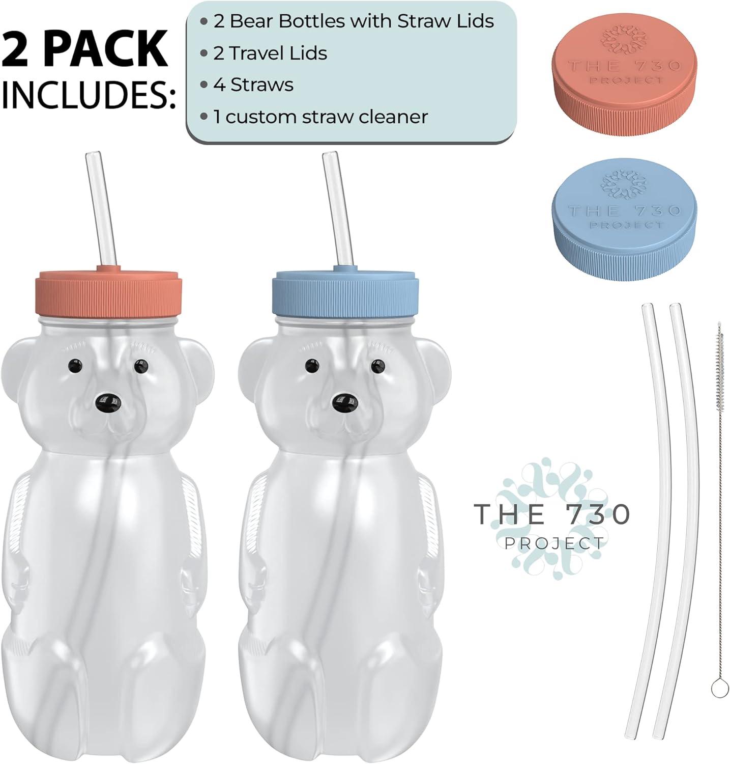 Honey Bear Straw Cup 2-Pack with Travel Lid | 8oz Baby Cup with ...