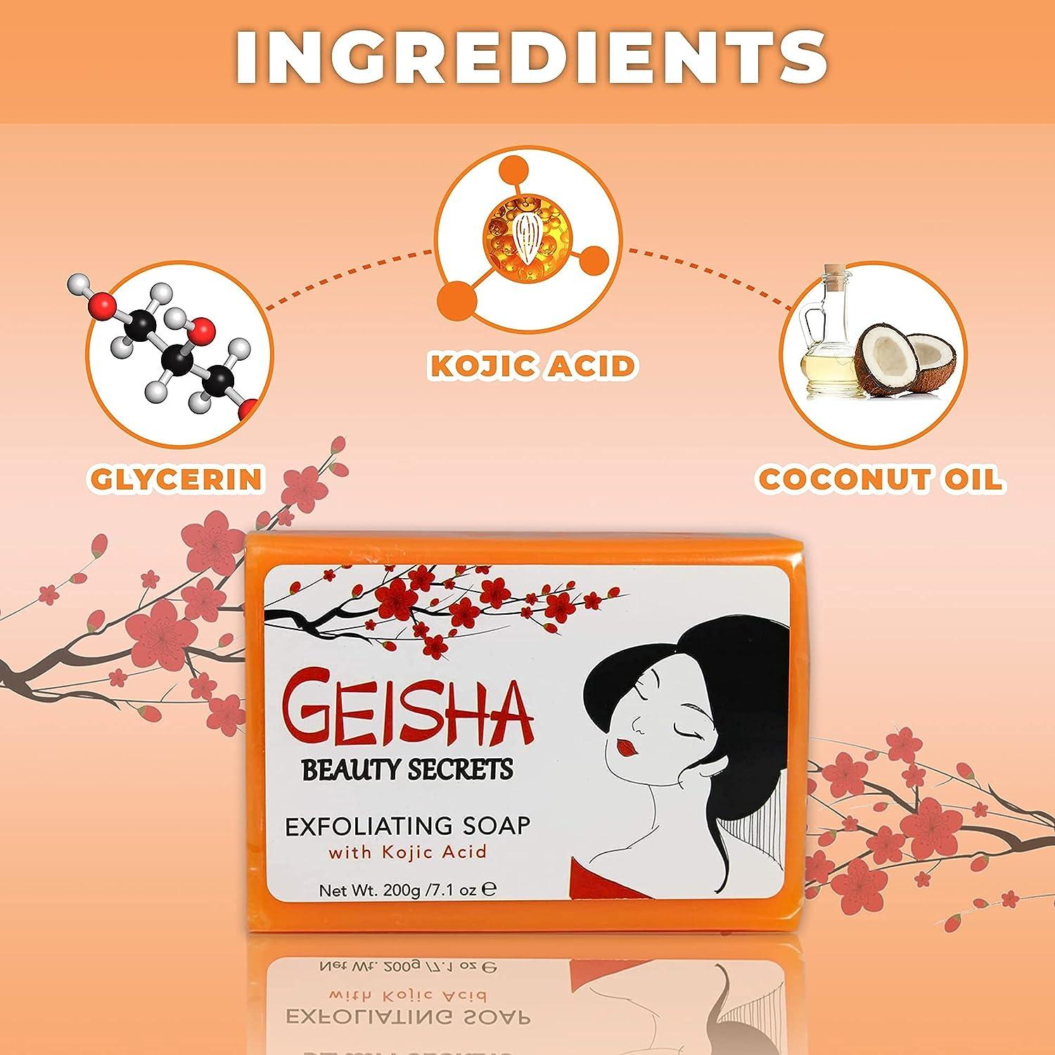 Geisha Kojic Acid Soap 7 oz - Skin Brightening Bar with Coconut Oil ...