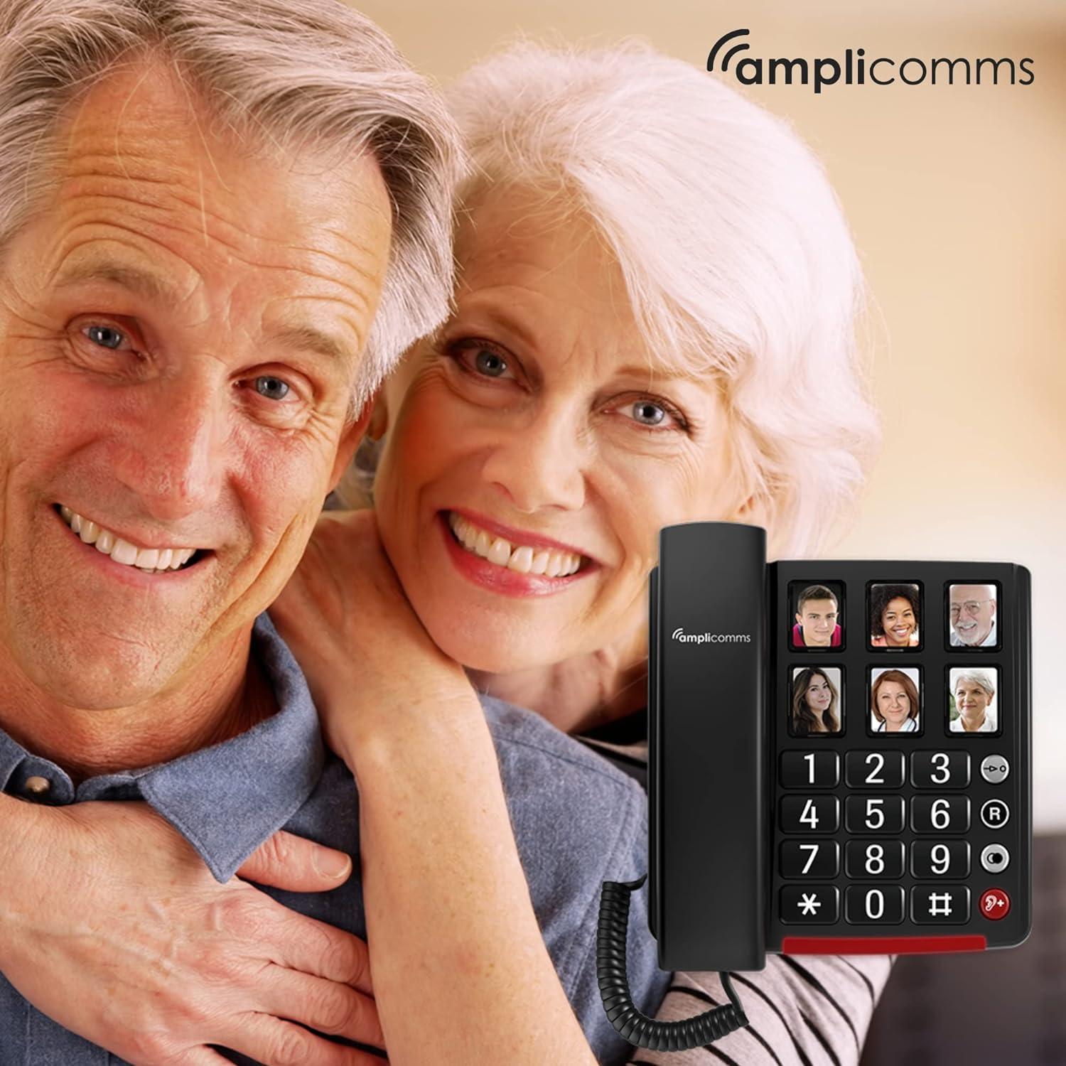 Amplicomms BigTel 40 Plus Corded Big Button Phone for Elderly - Hearing ...