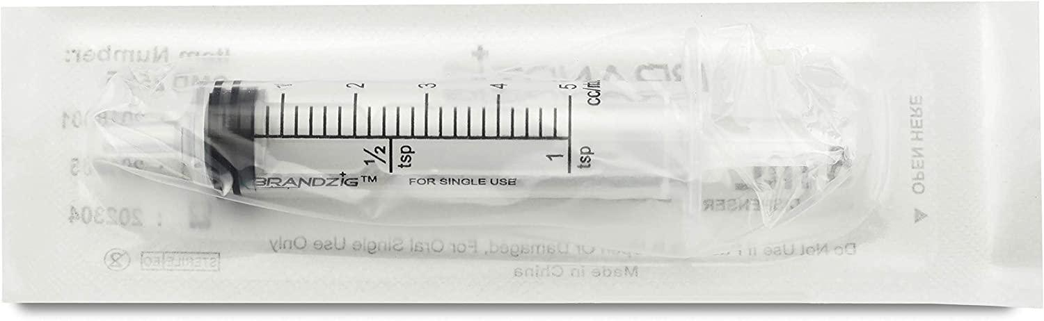 5ml Oral Syringes - 100 Pack Luer Slip Tip No Needle Individually ...