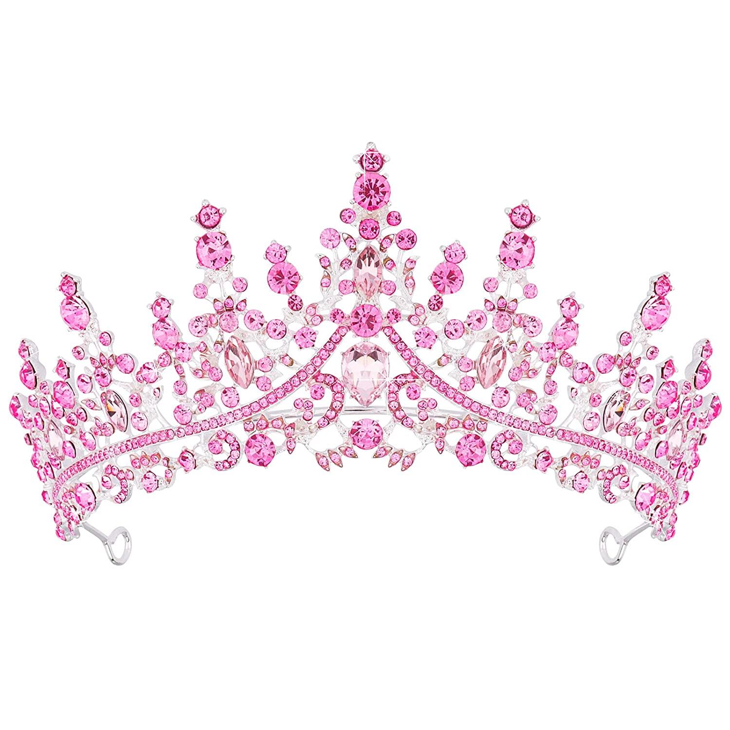 Pink Crystal Tiara Crowns for Women - Wedding Bride Queen Crown | Buy ...