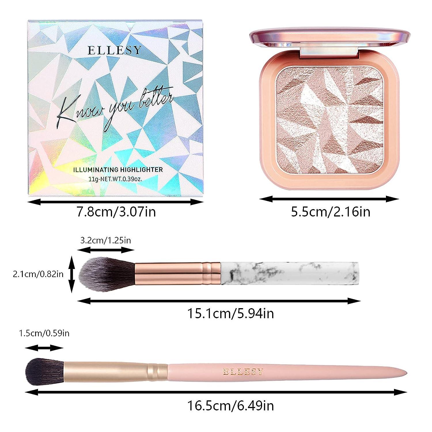 Champagne Gold Highlighter Palette with Brush - Shimmer & Glitter ...