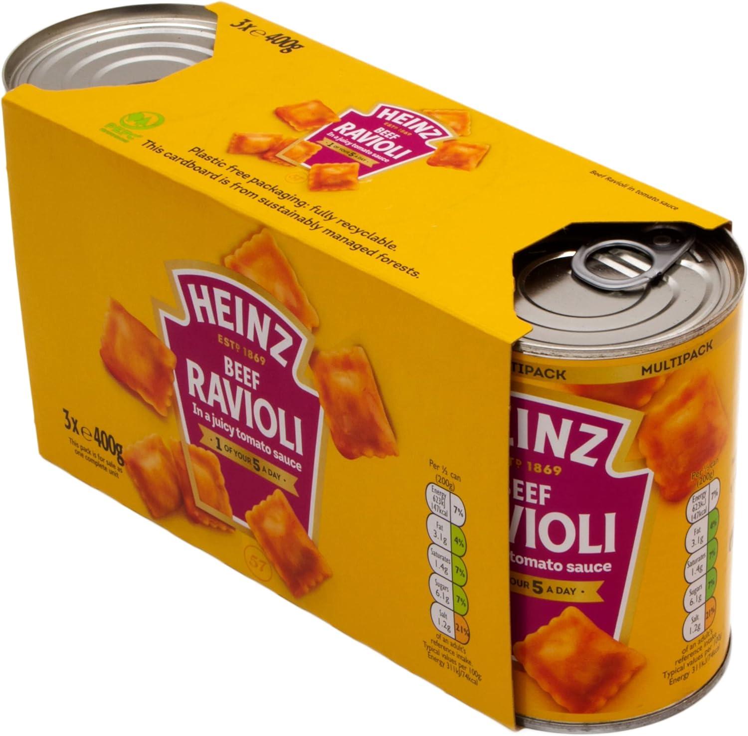 Heinz Beef Ravioli 3 x 400g | Easy Open Tins | Delicious and Convenient ...