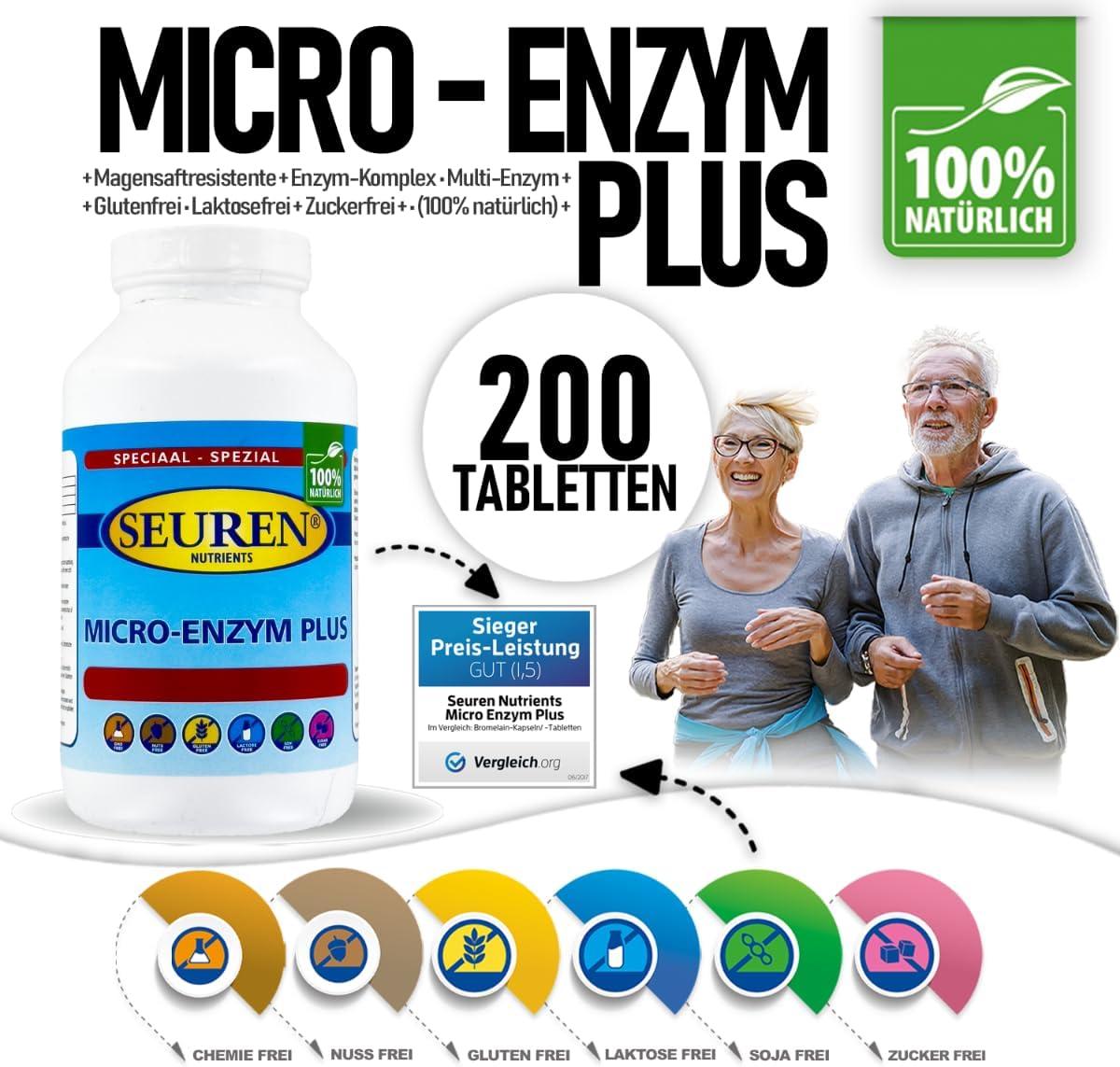 Seuren Nutrients Micro Enzyme Plus 200 Tablets | Gluten-Free Lactose ...