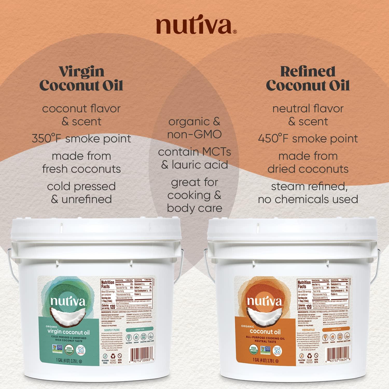 Nutiva Organic Steam Refined Coconut Oil - 128 Fl Oz | Pure & Unrefined ...