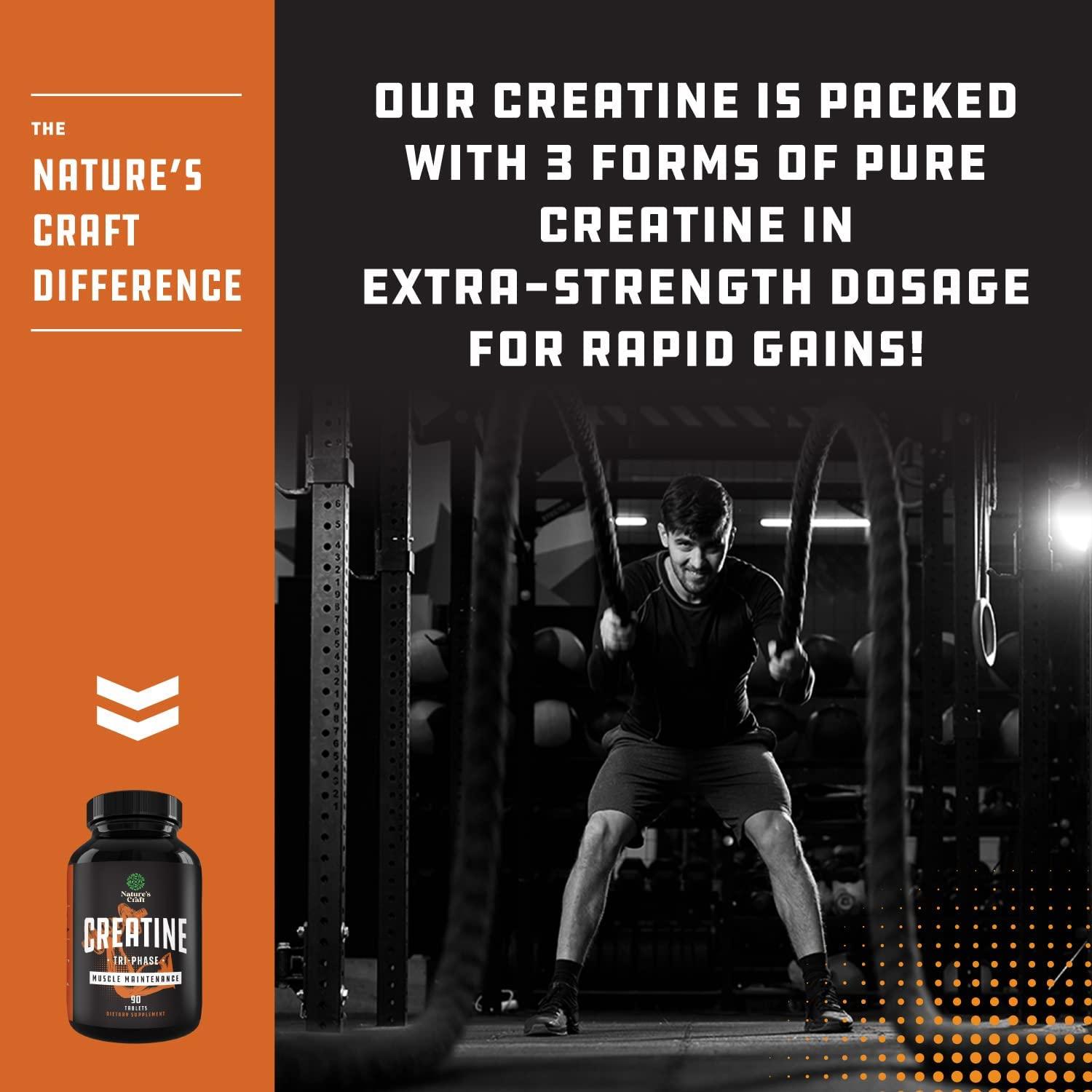 Tri Phase Creatine Pills 5g - Muscle Mass Gainer for Men and Women ...