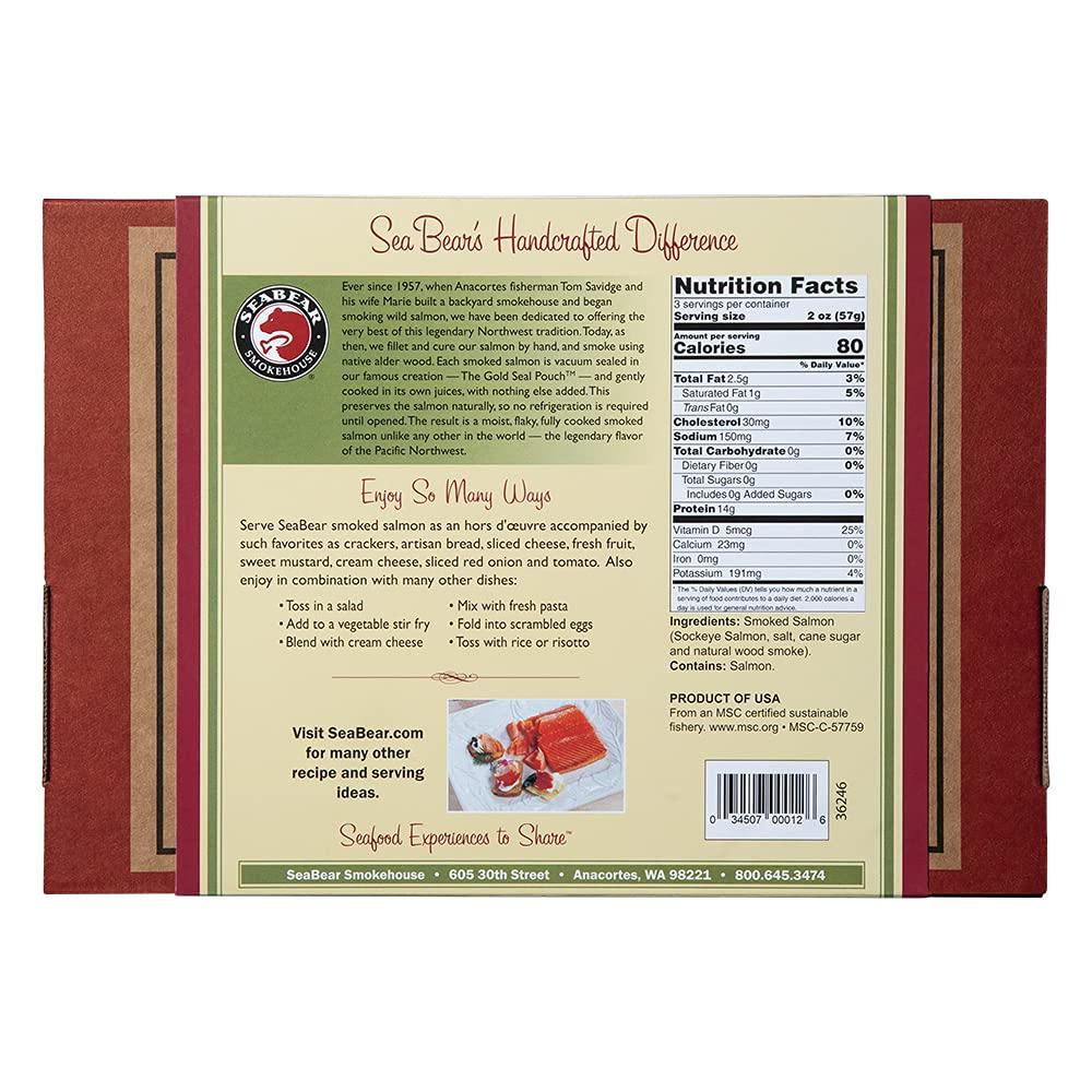 SeaBear Wild Alaskan Smoked Sockeye Salmon 6oz - Premium Quality ...